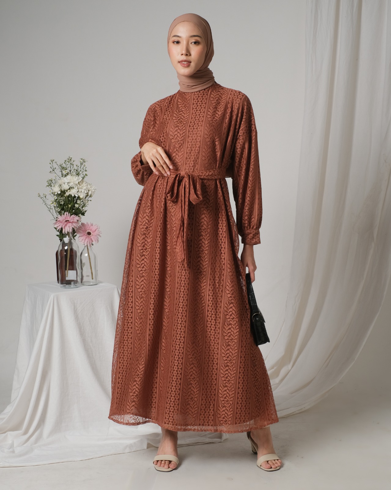 Helaina Maxi Dress Kode 3204 Brown - RUBYLICIOUS