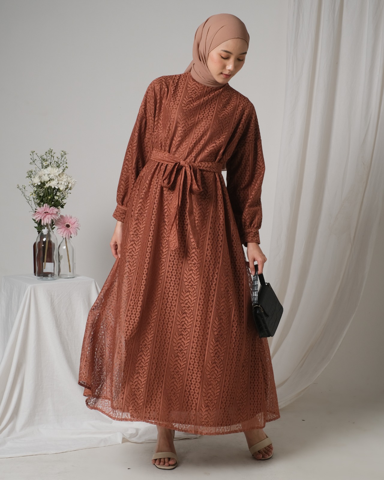 Helaina Maxi Dress Kode 3204 Brown - RUBYLICIOUS