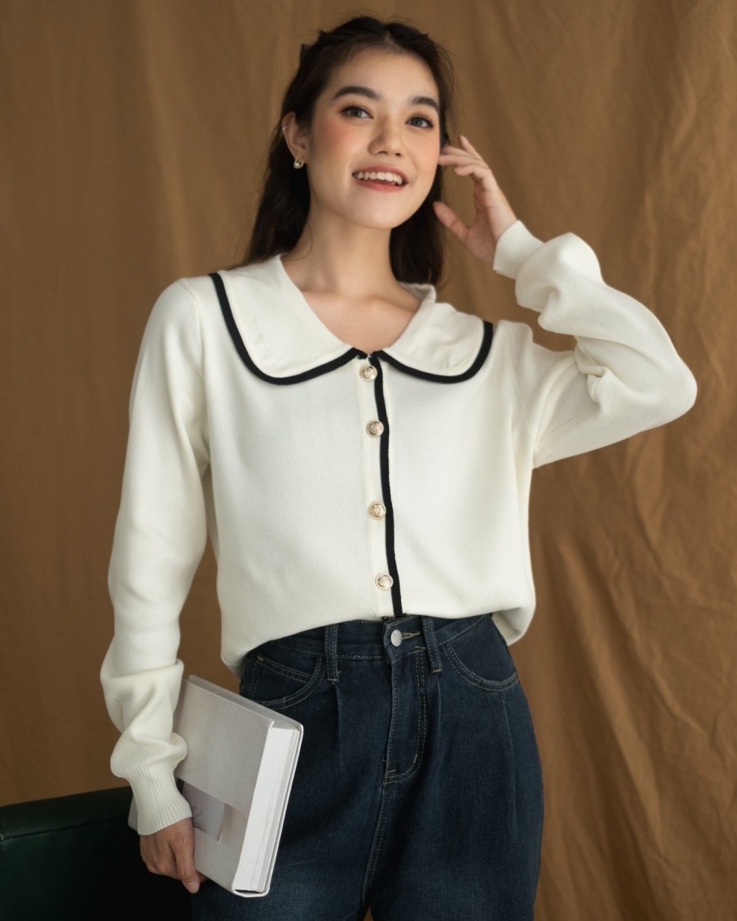 Bacia Cardigan Kode 105 Broken White - RUBYLICIOUS