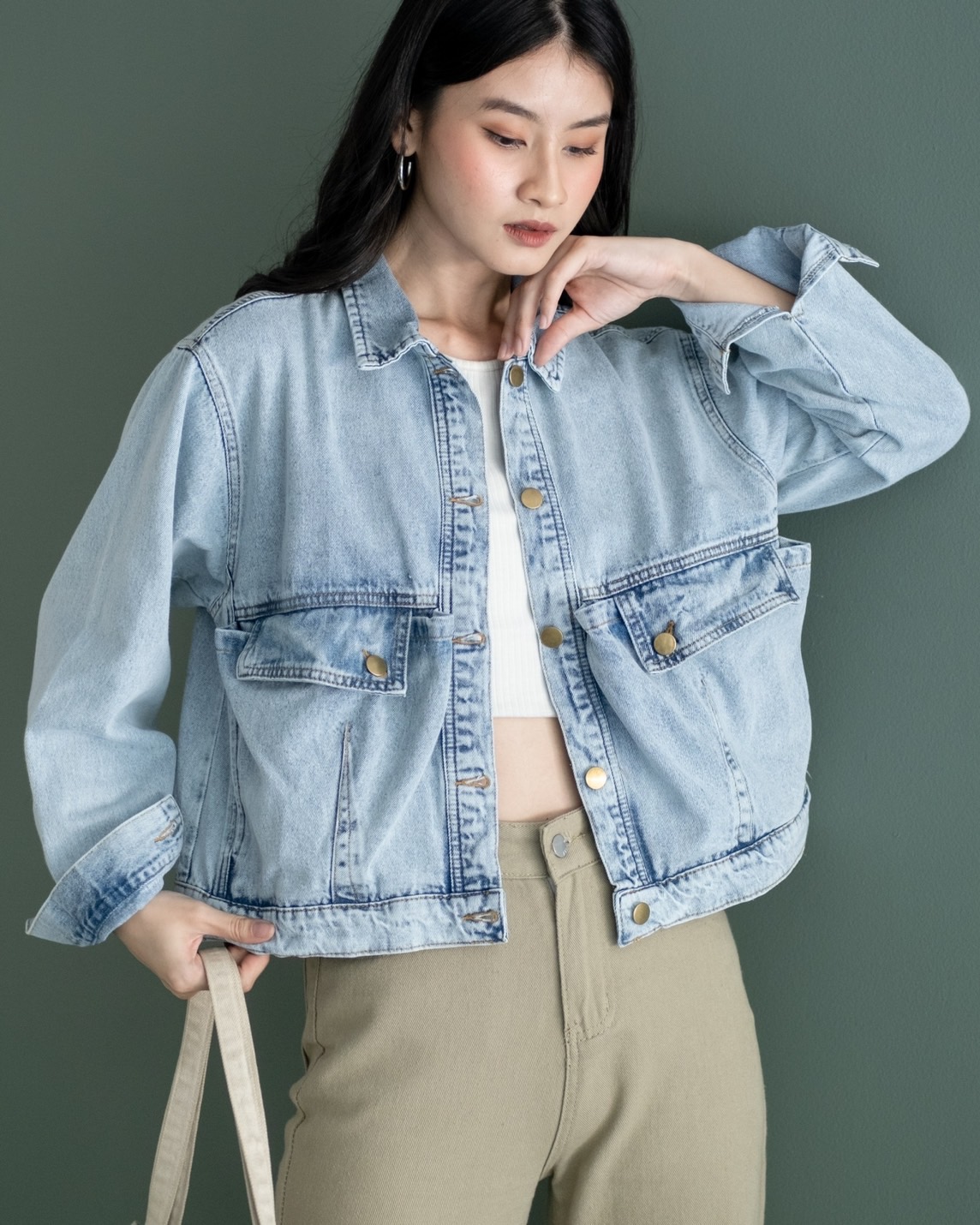 Oriza Denim Jacket Kode Pq1036 Light Blue - RUBYLICIOUS