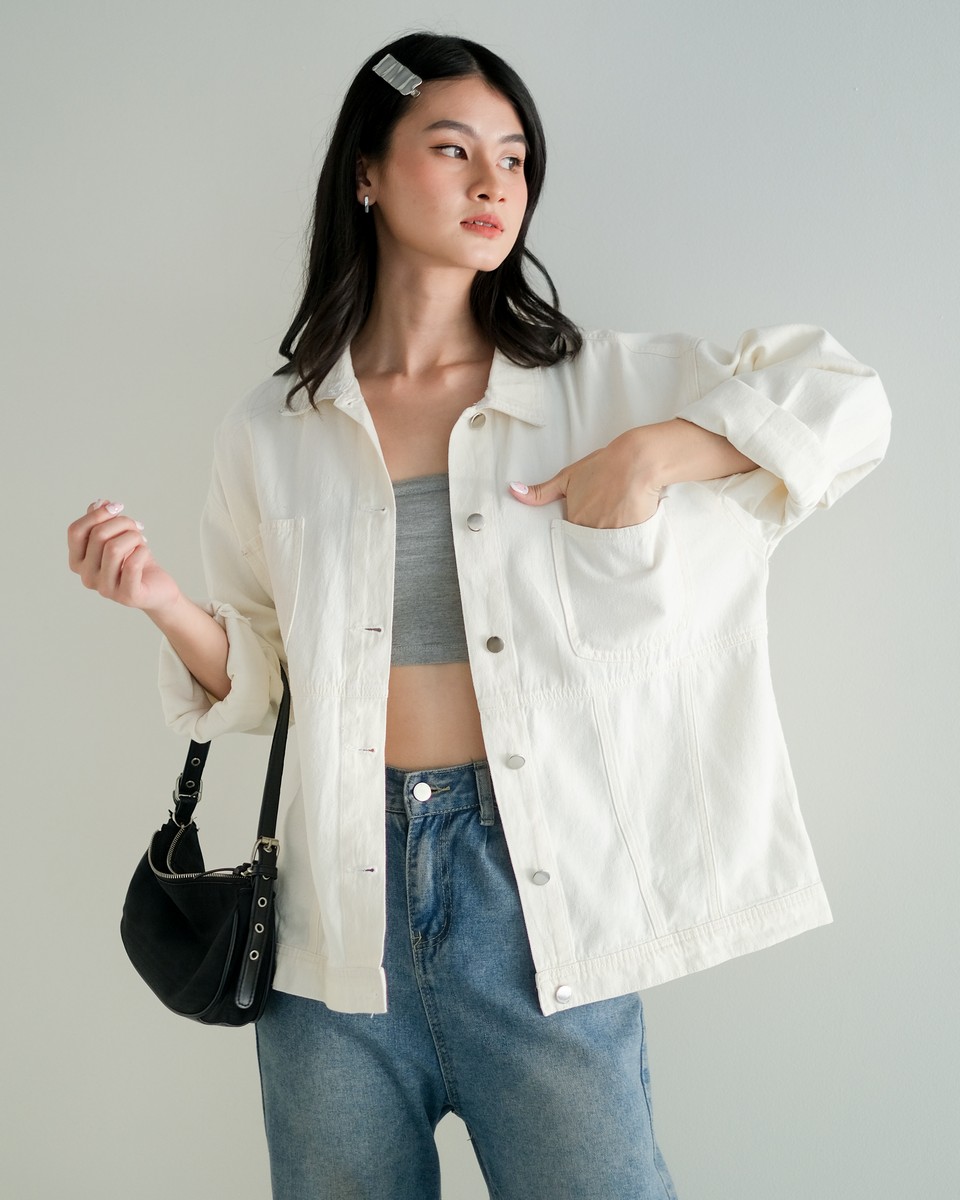 Ceiko Denim Shirt Kode 1010R Broken White - RUBYLICIOUS