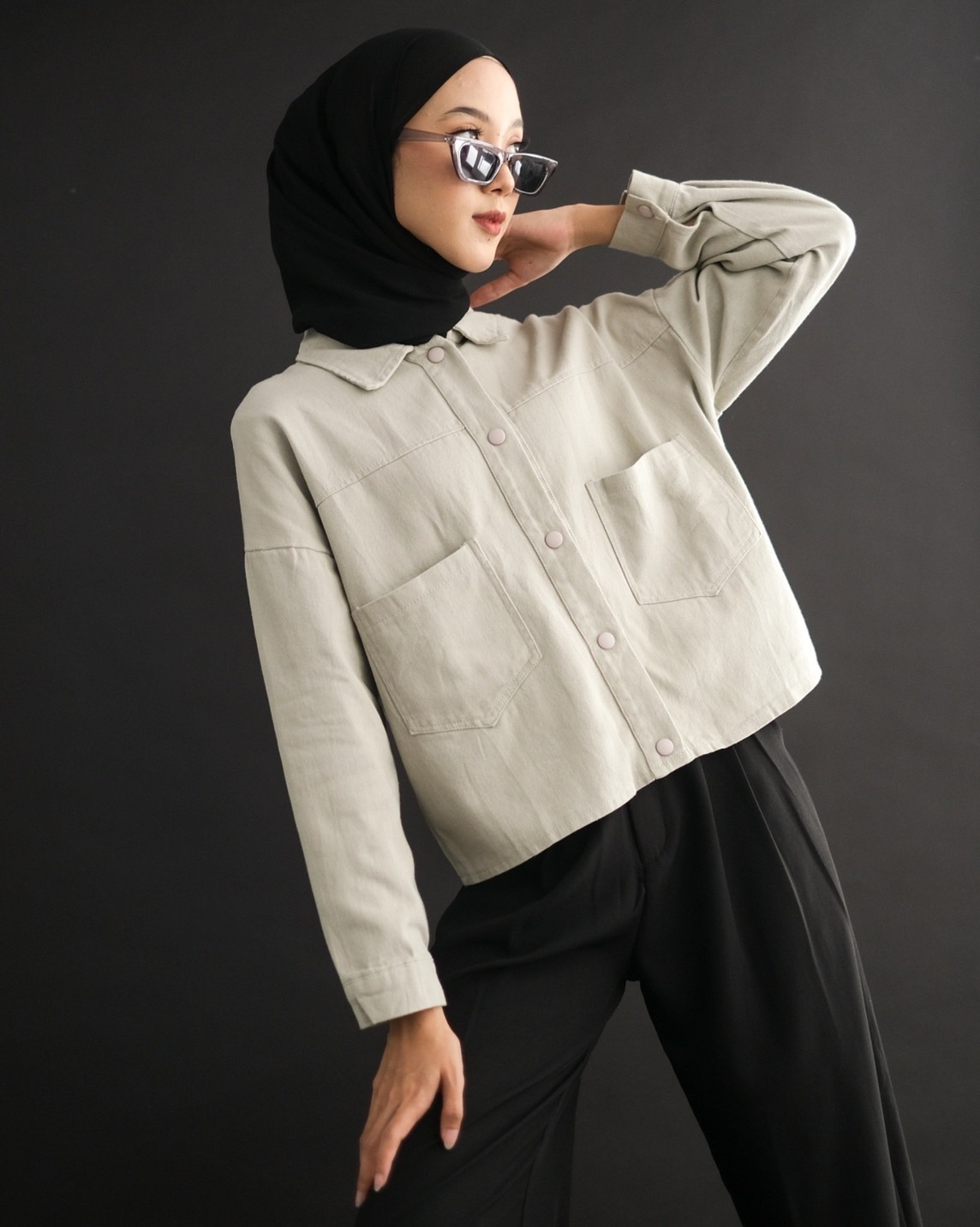 Heldia Denim Jacket Kode 918 Light Grey - RUBYLICIOUS