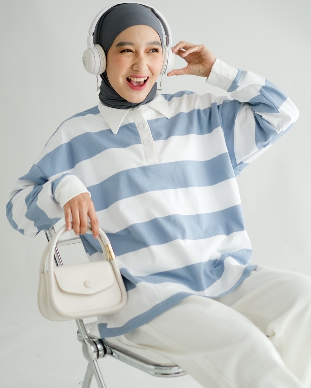 Bryana Stripe Longsleeve Kode Ft5337 Blue - RUBYLICIOUS