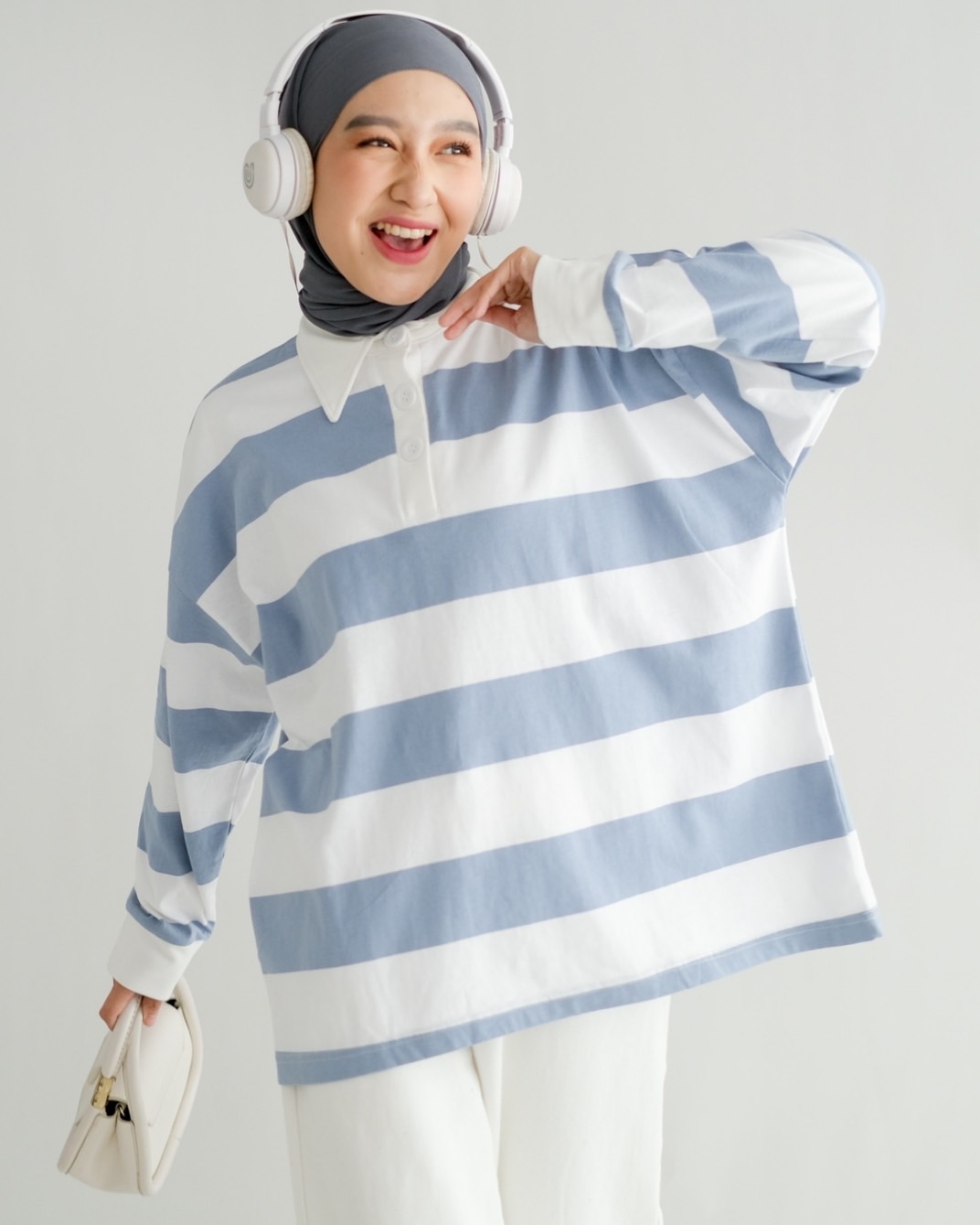 Bryana Stripe Longsleeve Kode Ft5337 Blue - RUBYLICIOUS